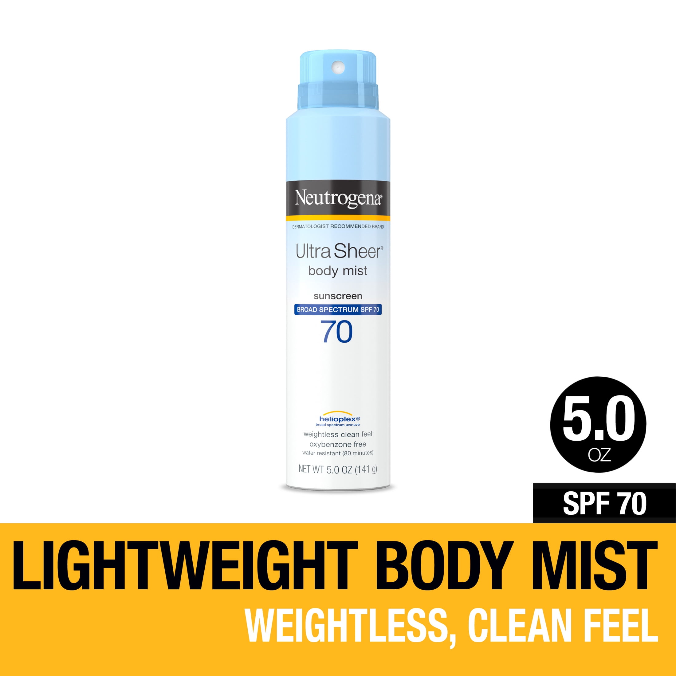 Neutrogena Ultra Sheer Body Mist, Oil-Free Sunscreen Spray, Simple Mist ...