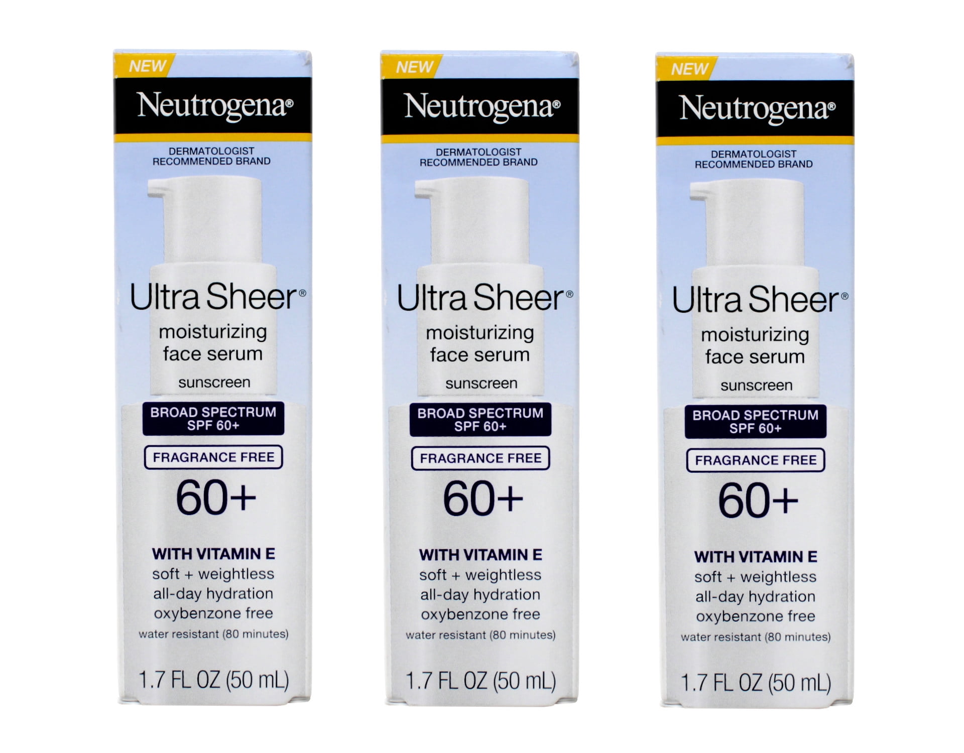 Neutrogena Ultra Sheer Moisturizing Face Serum with Vitamin E & SPF 60 ...