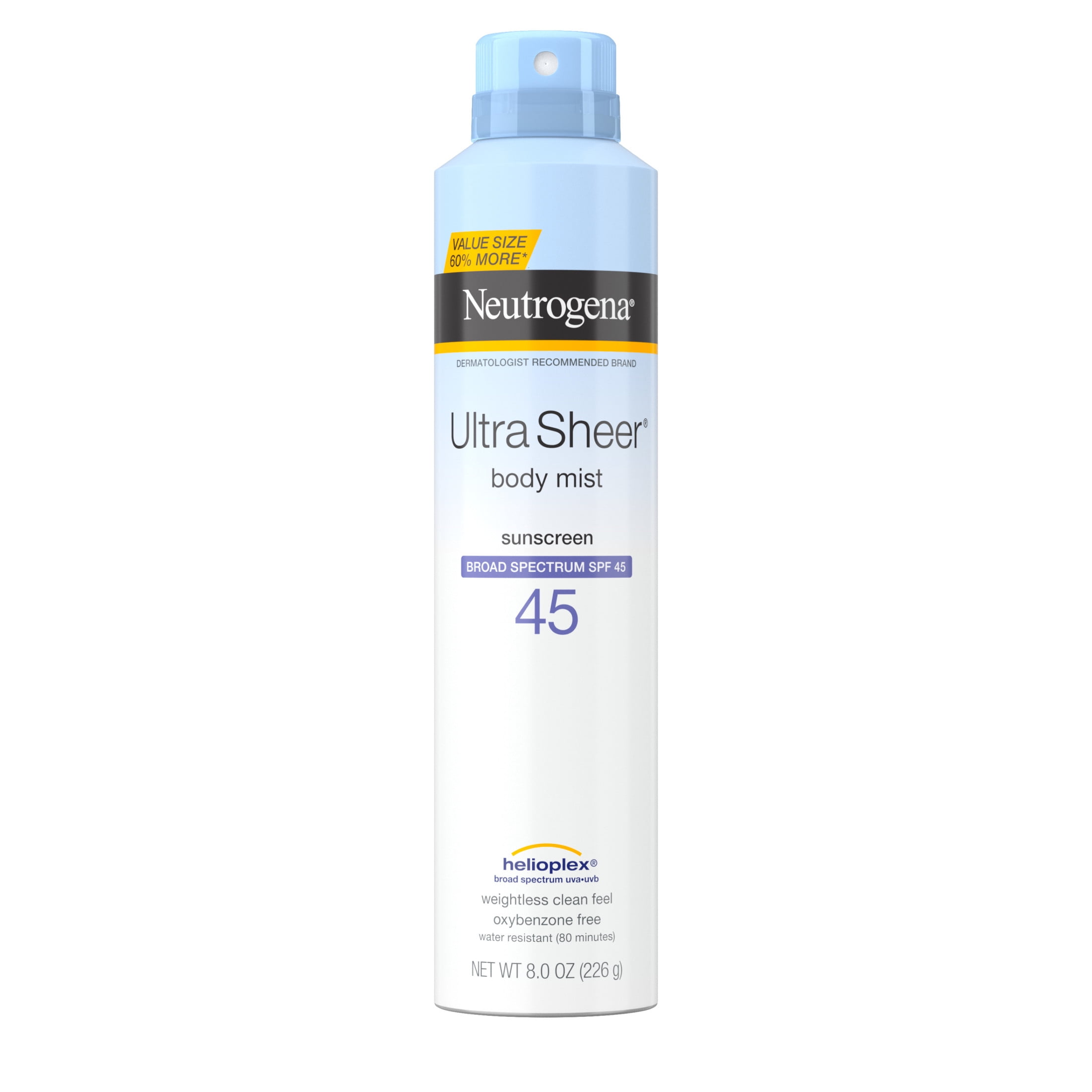 Neutrogena Ultra Sheer Sunscreen Spray SPF 45, Family Size, 8 oz ...