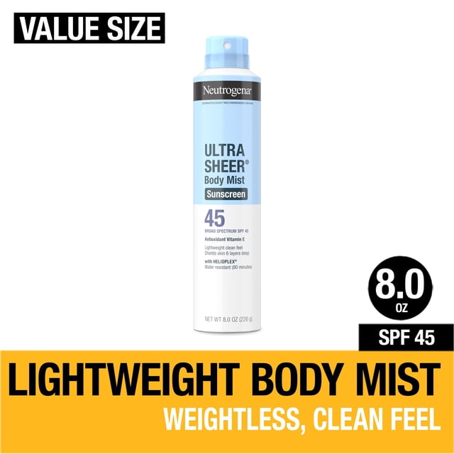 Neutrogena Ultra Sheer Sunscreen Spray, Lightweight, Family Size, 8 oz ...