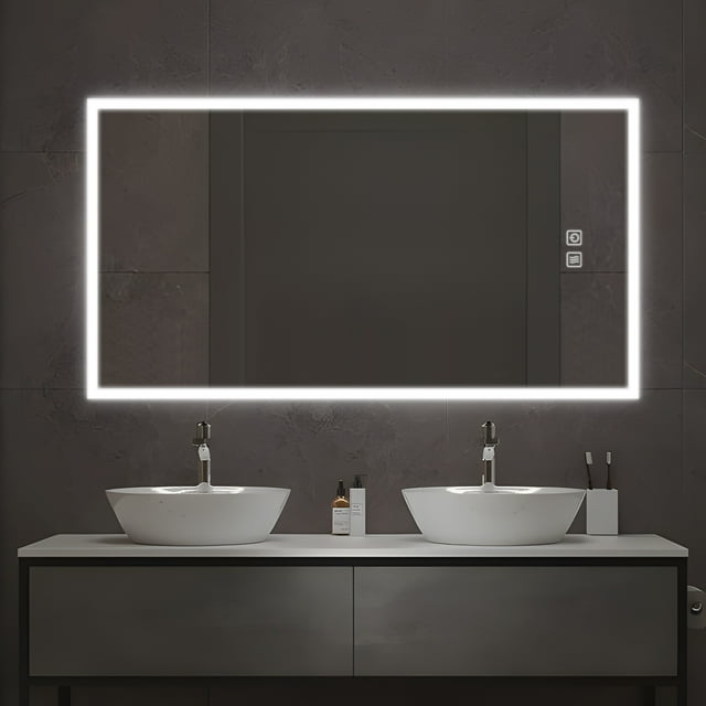 47"x26" Edge LED Lighted Wall Mounted Bathroom Mirror Modern Rectrangle ...