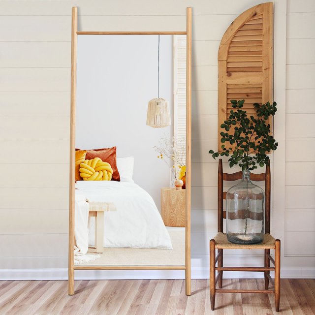 Free Shipping! 71"x31" Large Wood Ladder Floor Mirror Full Length ...