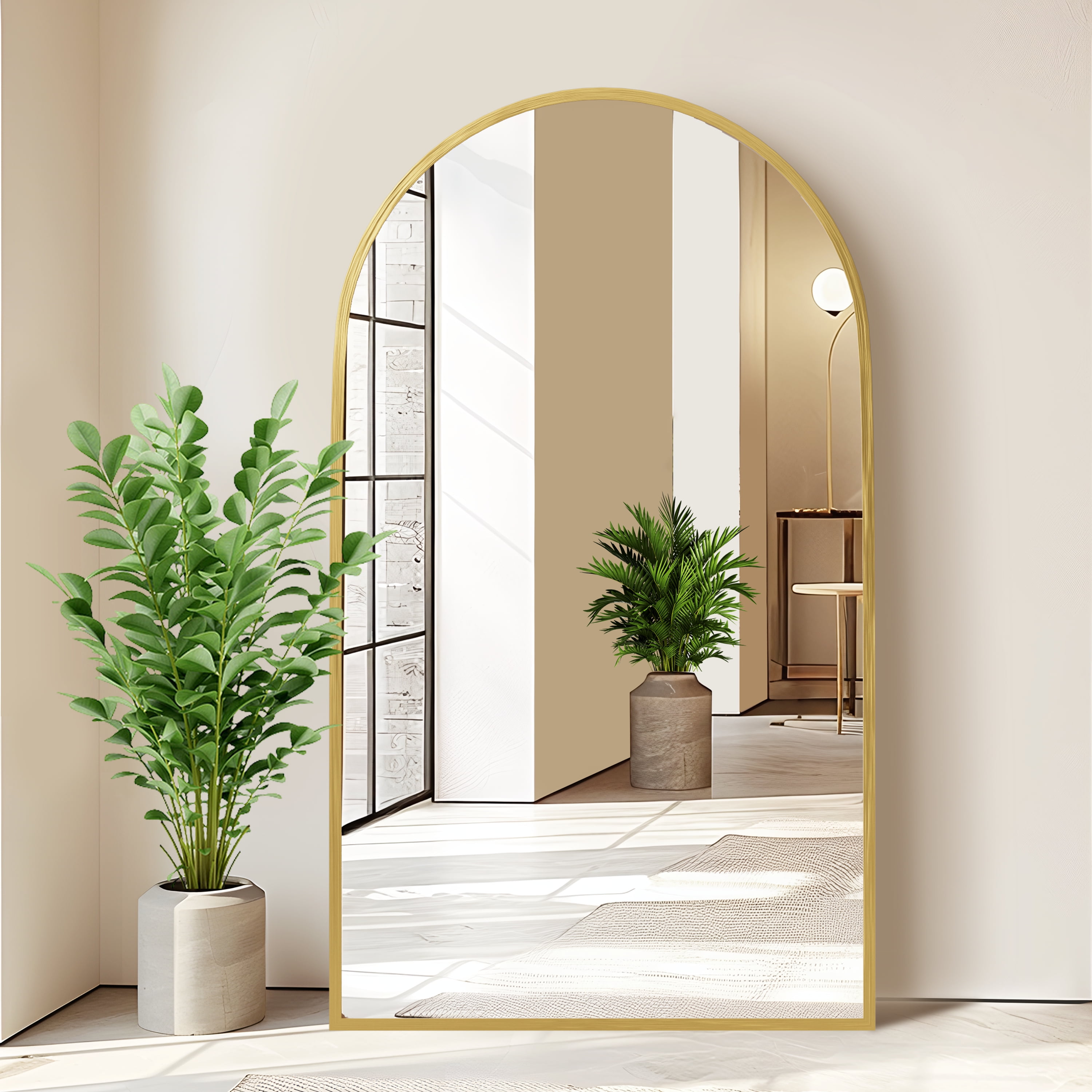 71x39 Oversized Arch Aluminum Alloy Frame Full Length Mirror Floor ...