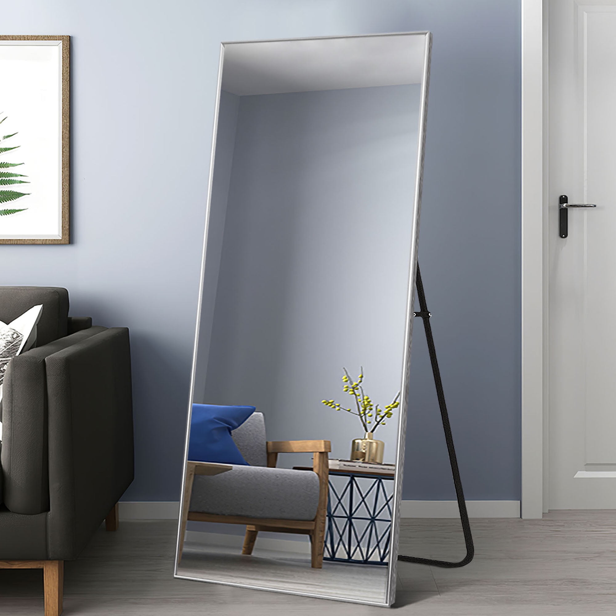 Neutypechic Oversized 65"x22" Full Length Silver Frame Mirror, Big Size ...