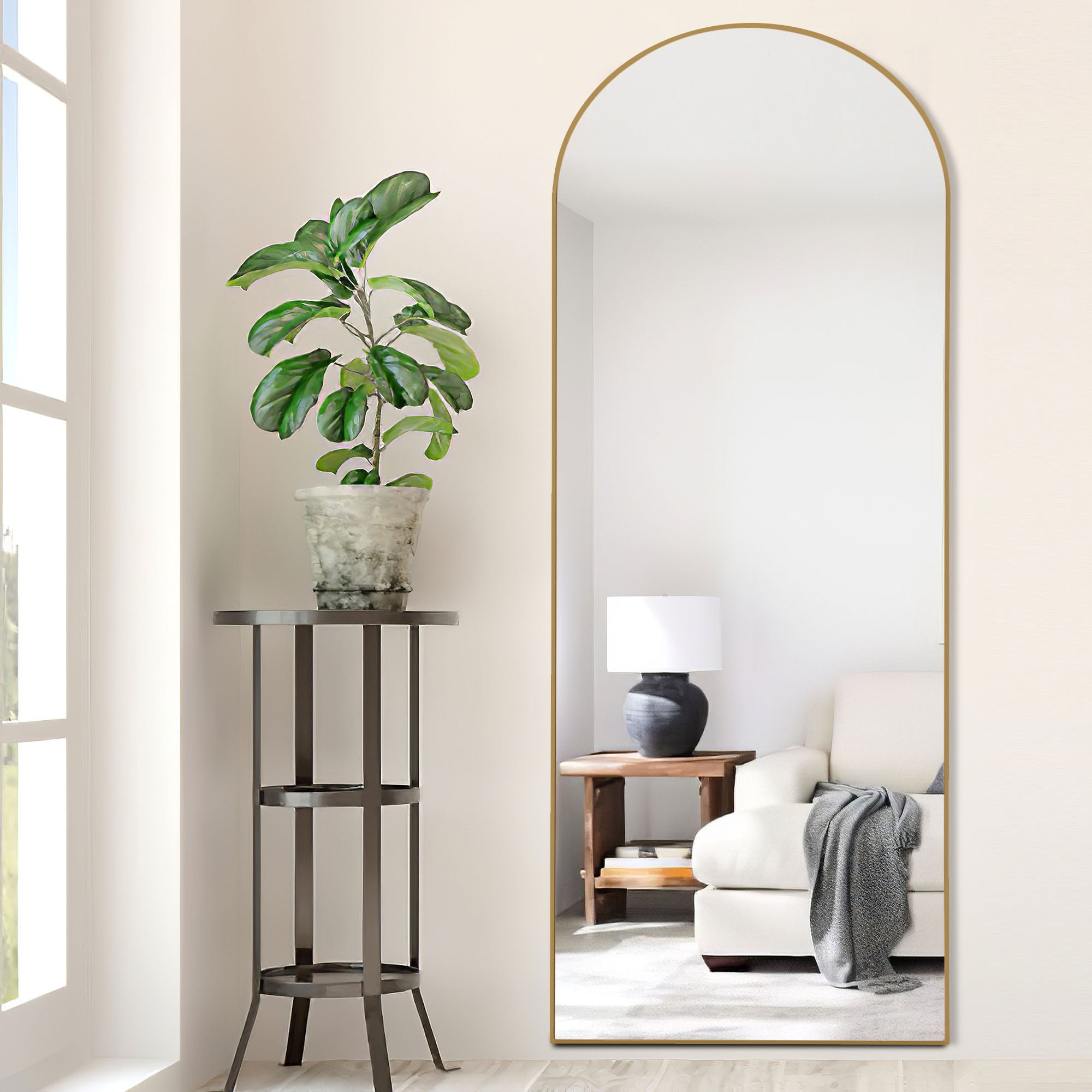 Neutypechic Glam Arched Mirror Full-length Floor Mirror with Standing ...