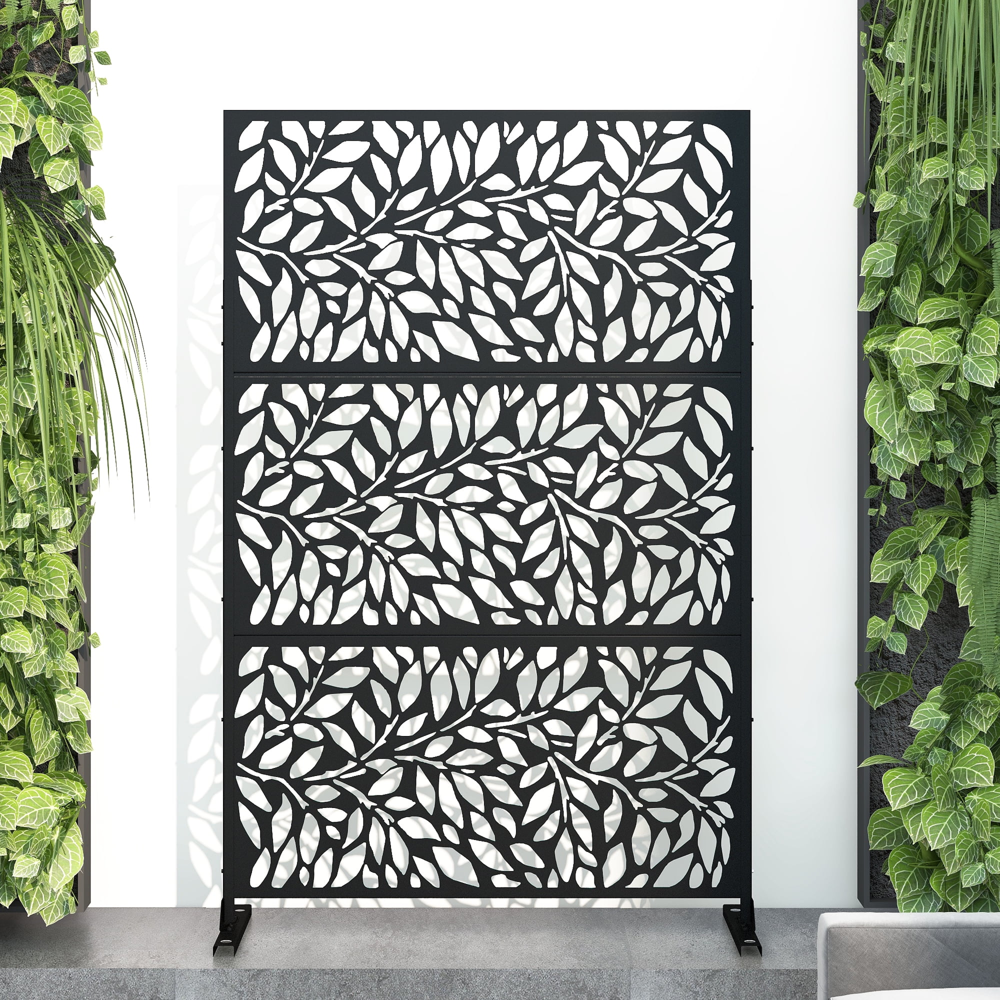 Neutypechic Freestanding Privacy Screen/Room Divider - Black Metal ...
