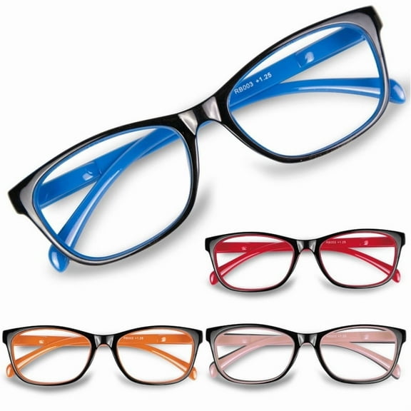 4 Pack Progressive Multifocus Reading Glasses for Women Men Blue Light ...