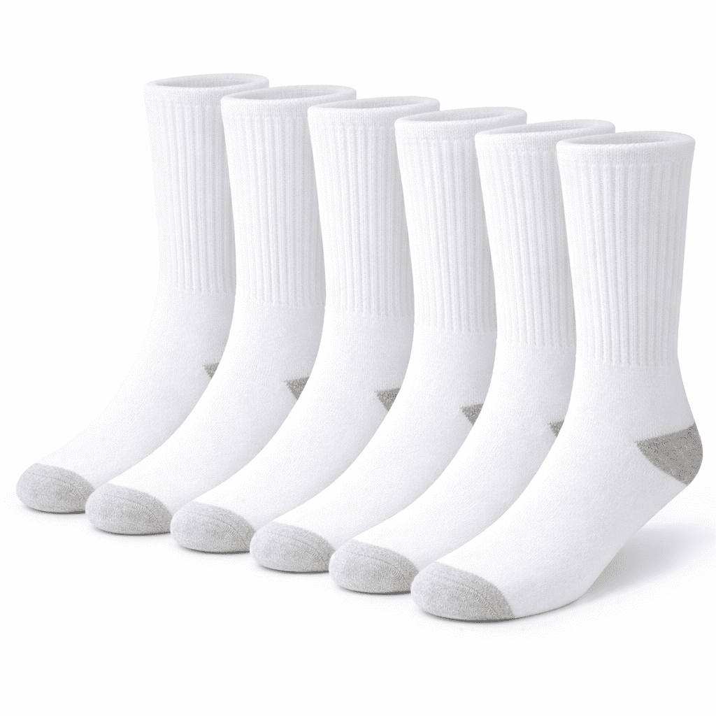 NevEND 6 Pairs Cotton Crew Socks Athletic Lightweight Breathable for ...