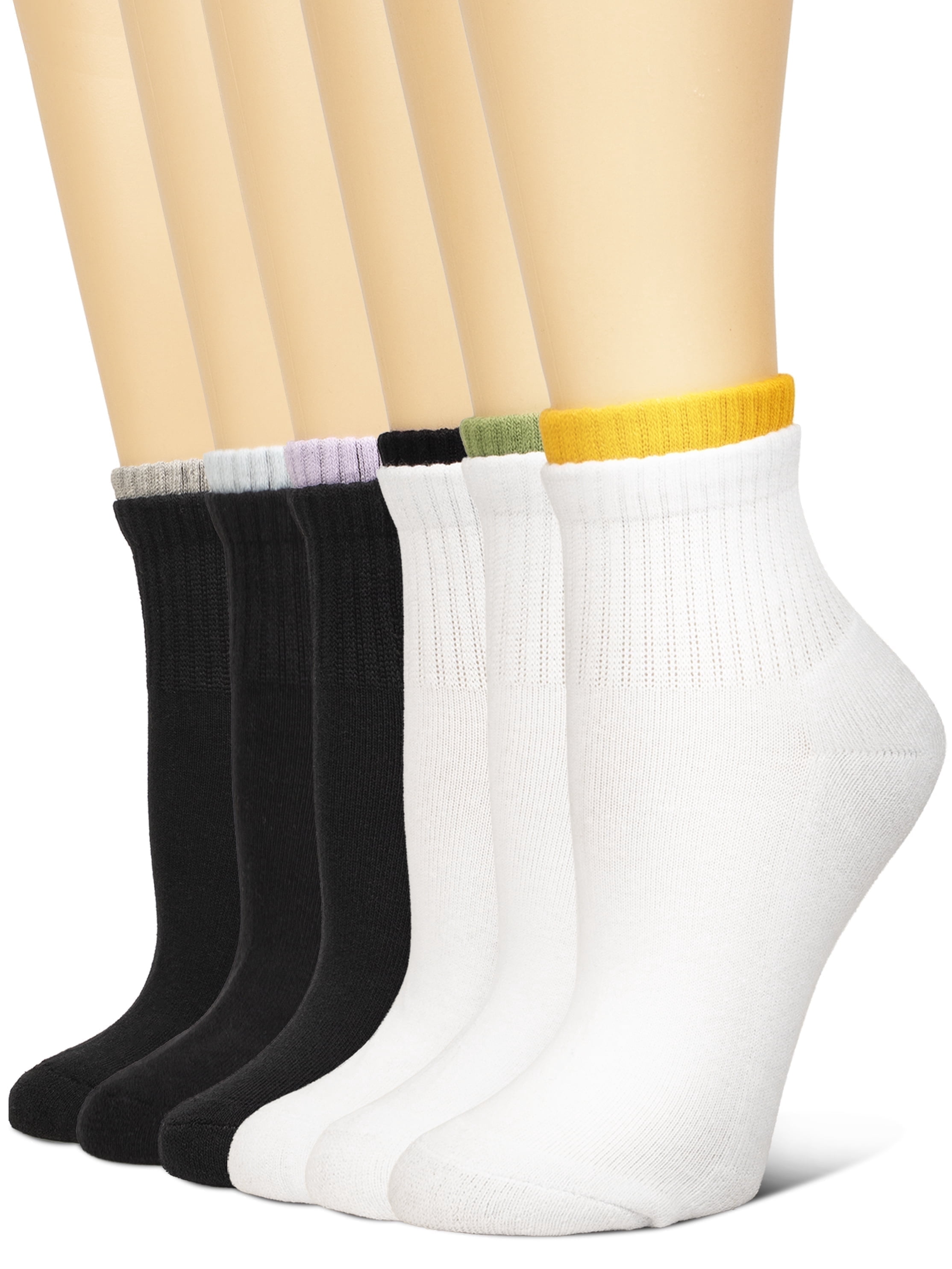 NevEND 6 Pairs Socks Womens Mini Crew Elastic Ankle Length Cotton Socks ...
