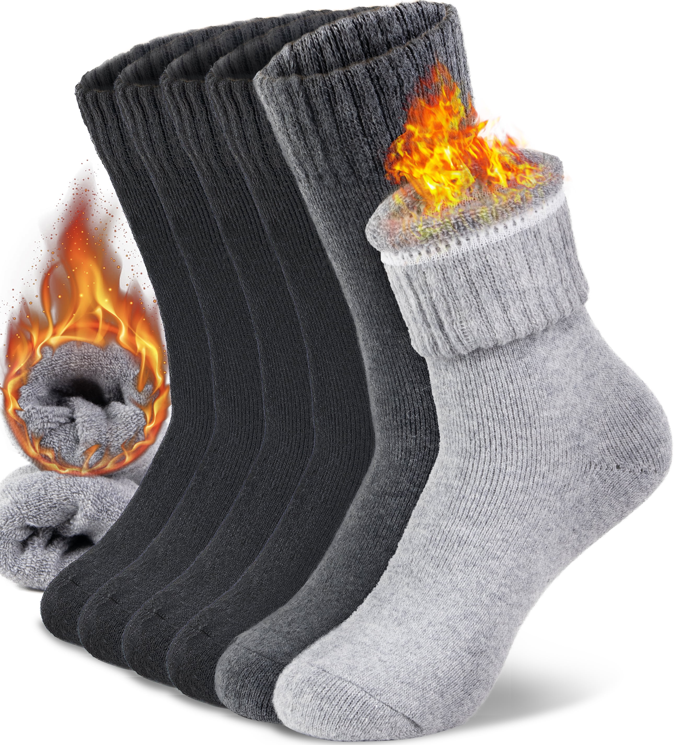 NevEND 6 Pairs Womens Merino Wool Thermal Socks Winter Warm Thick ...