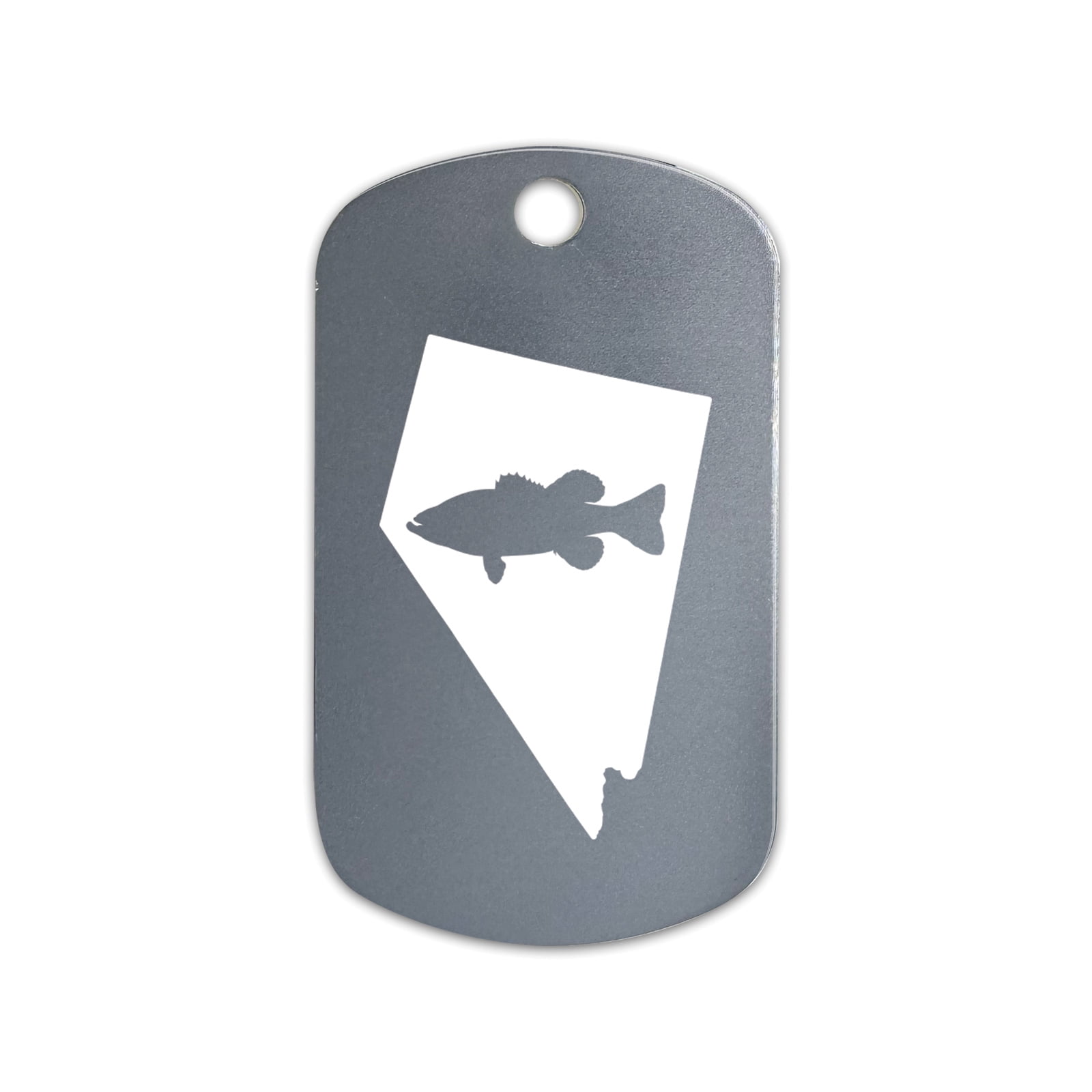 Nevada Bass GI Dog Tag Aluminum Keychain state shaped largemouth sport ...
