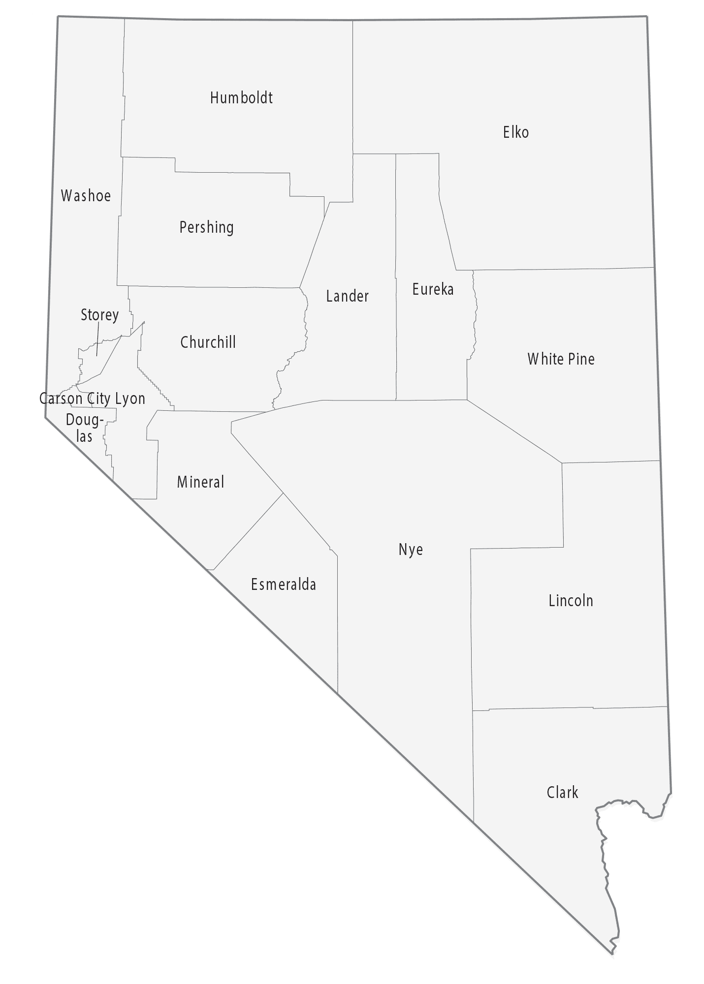 Nevada County Map GLOSSY POSTER PICTURE PHOTO PRINT BANNER ...
