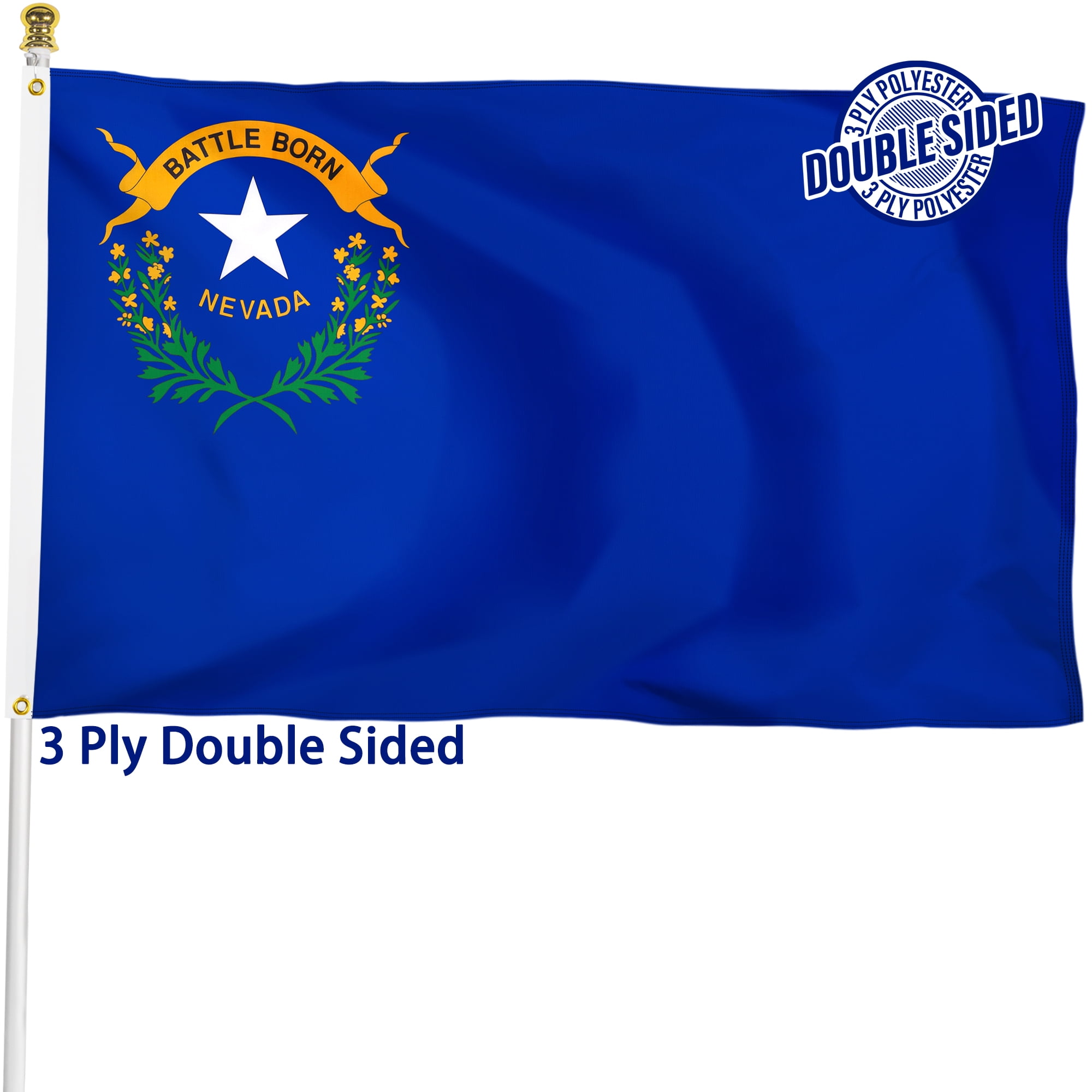 Nevada State Flag 3x5 ft, 3 Ply Double Sided Polyester NV Flag with ...