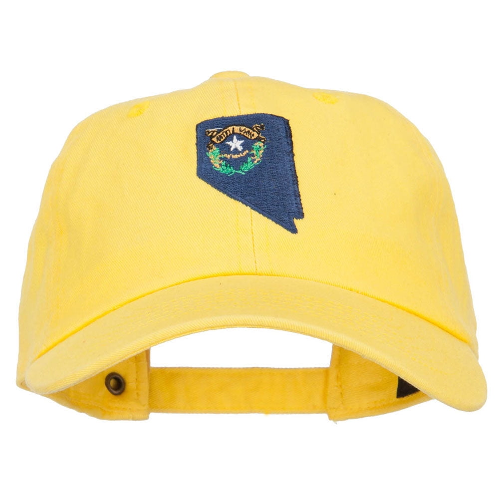 Nevada State Flag Map Embroidered Unstructured Washed Cap - Yellow OSFM ...