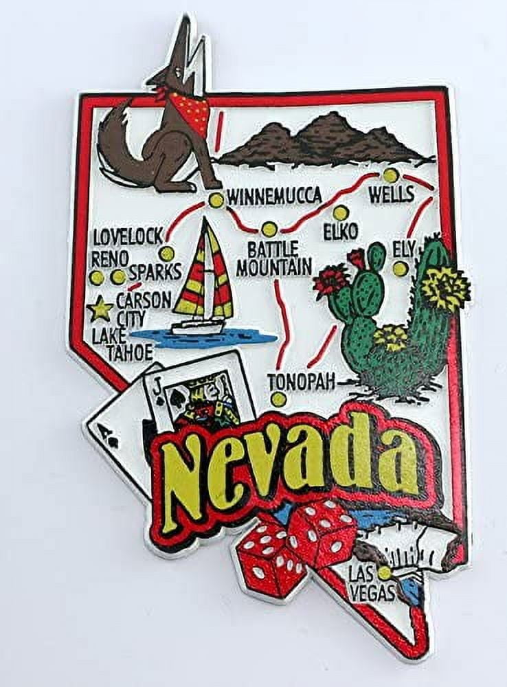 Nevada State Map and Landmarks Collage Fridge Souvenir Collectible ...