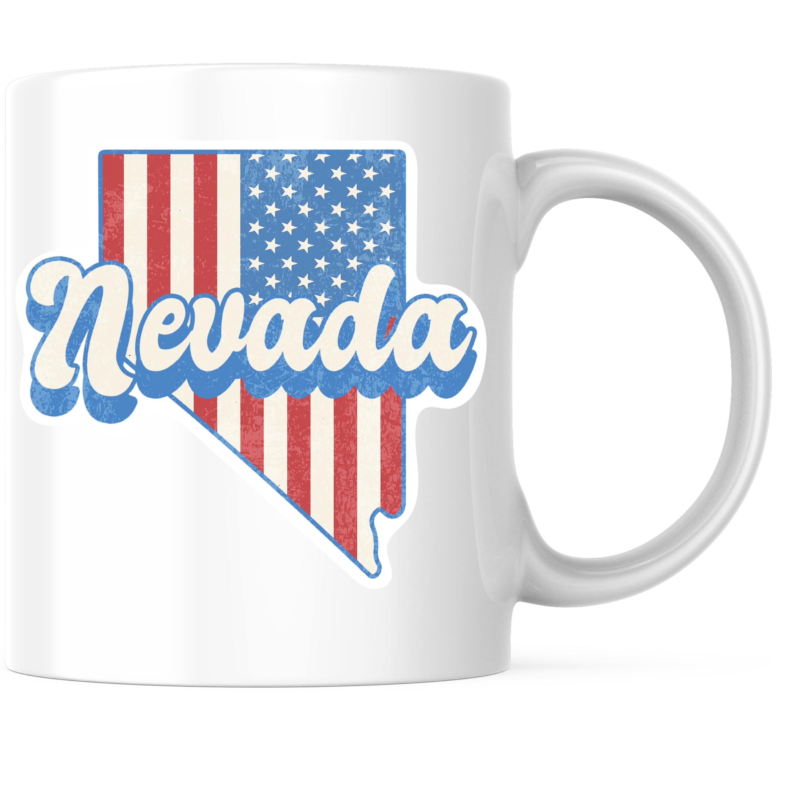 Nevada State Outline Coffee Mug - NV State Shape with USA Flag - 11 ...
