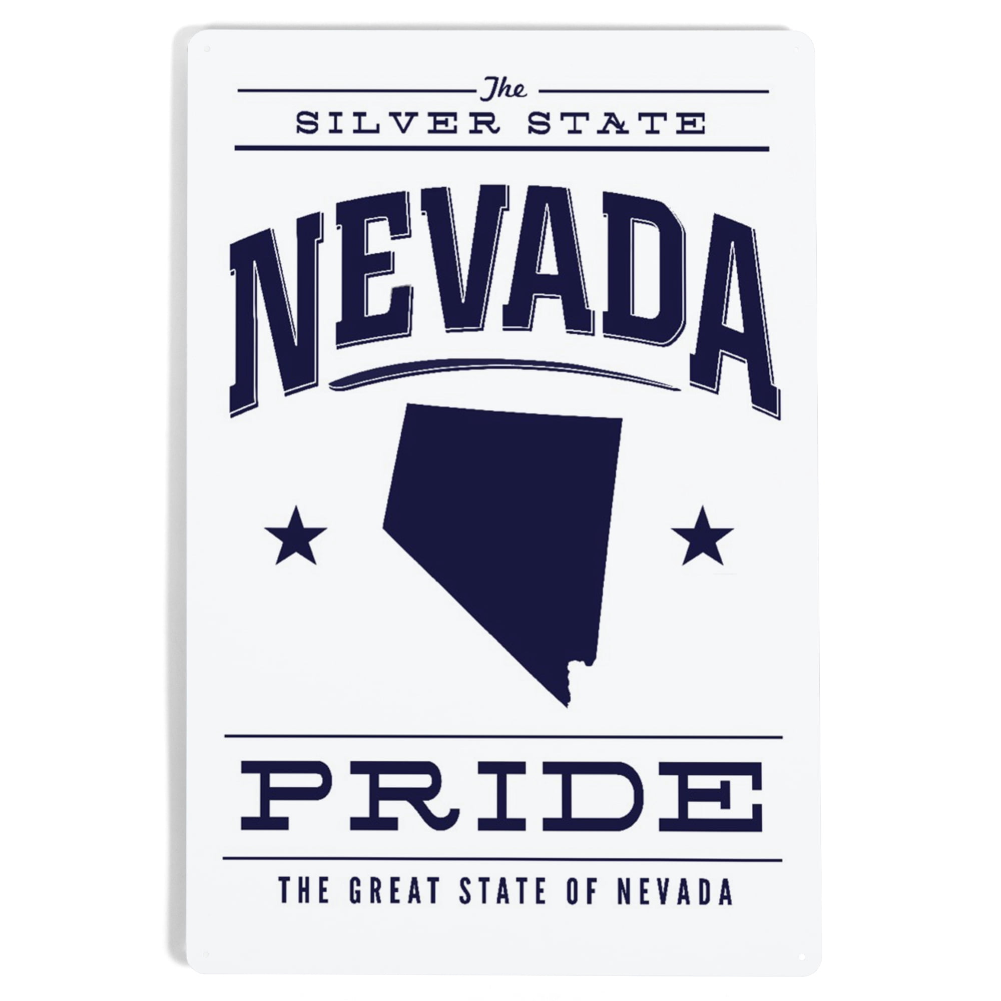 Nevada State Pride, Blue on White (12x18 Aluminum Art, Indoor Outdoor ...