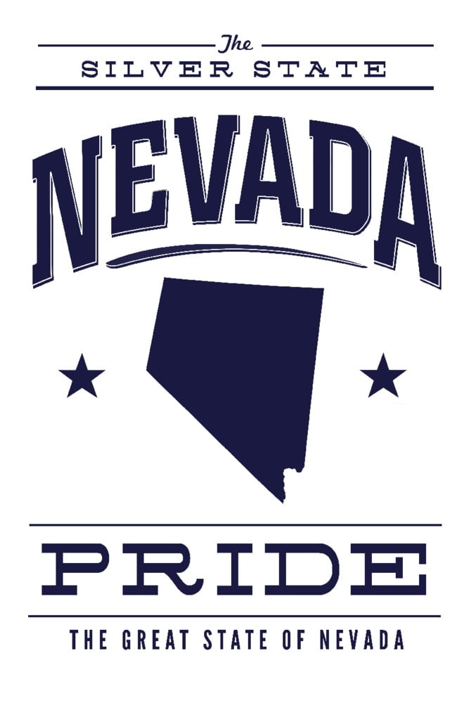 Nevada State Pride, Blue on White (16x24 Giclee Gallery Art Print ...