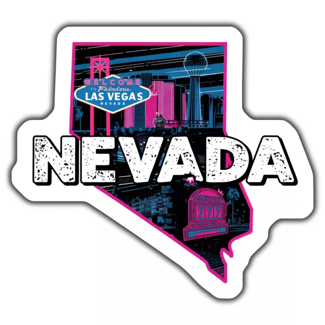 Nevada Sticker, Las Vegas Retro Travel Decal, Neon Sign Souvenir ...