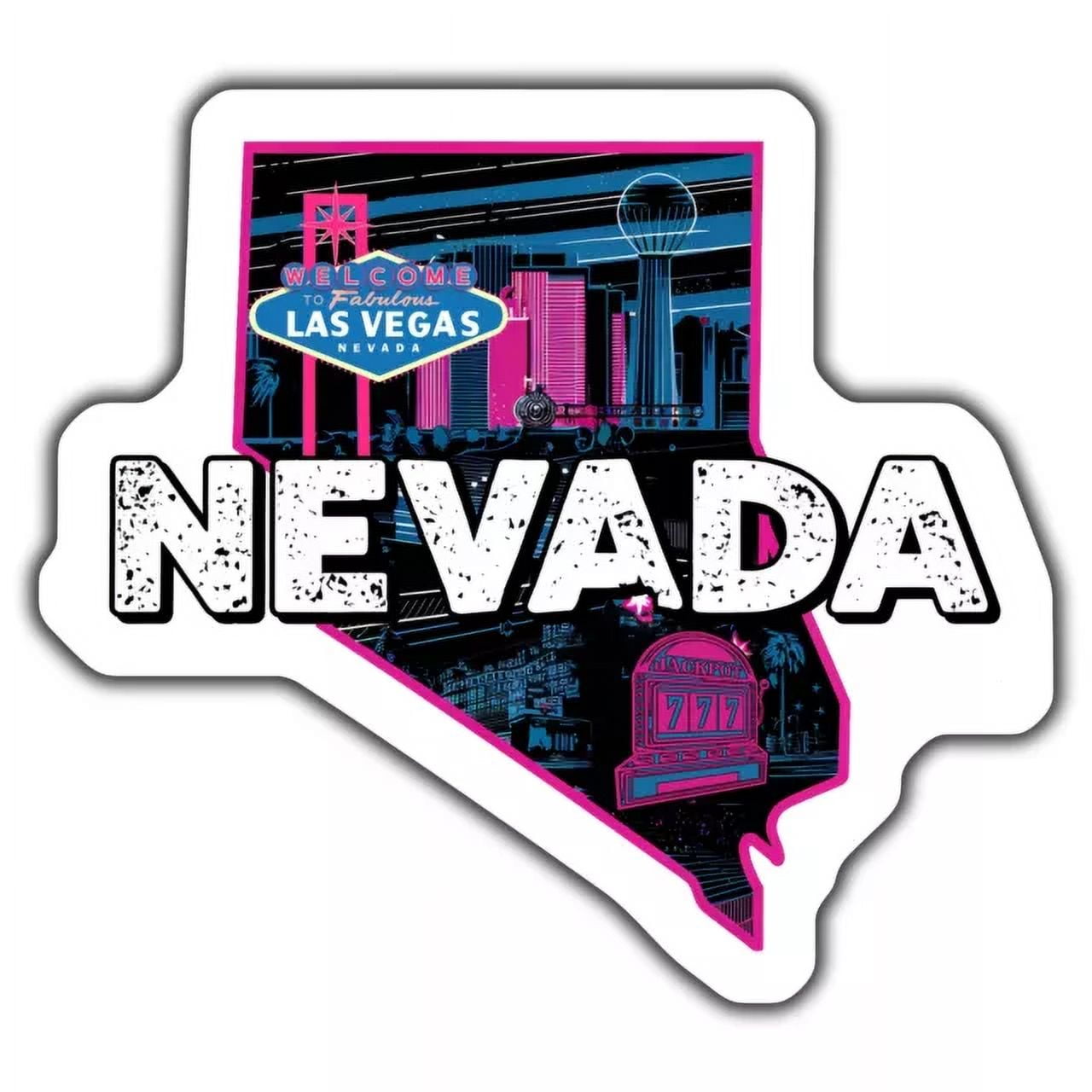 Nevada Sticker, Las Vegas Retro Travel Decal, Neon Sign Souvenir ...