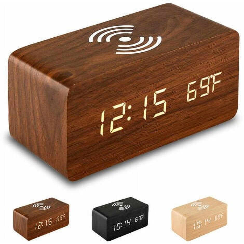 NeveLance Digital Alarm Clock with Wireless Charger LED Desk Alarm ...