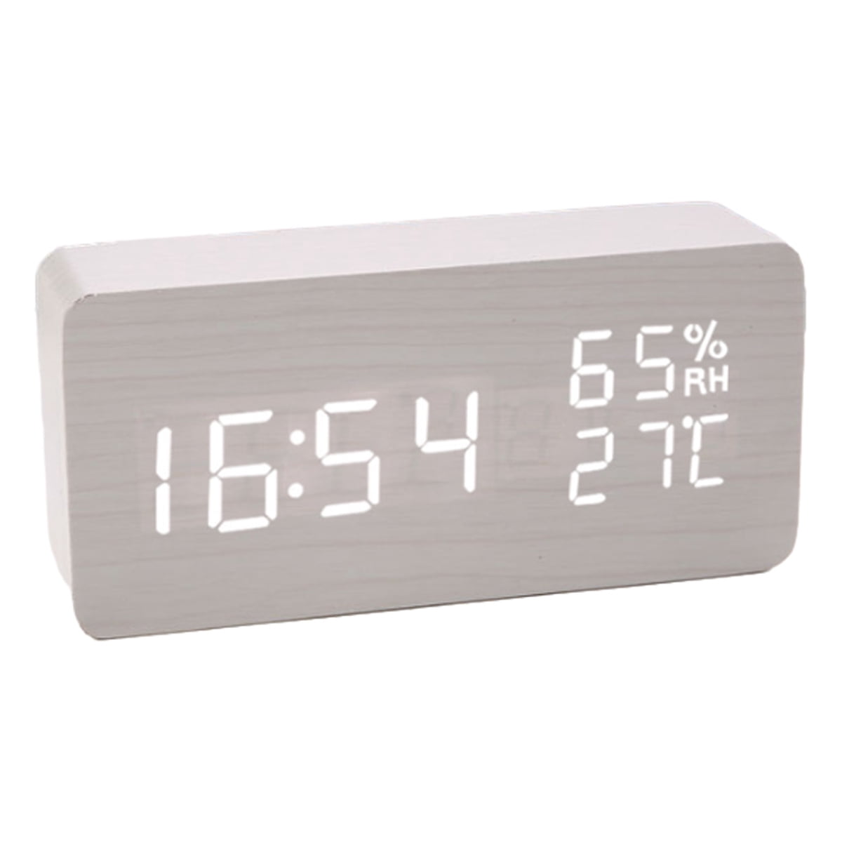 NeveLance Digital Wooden Alarm Clock, Electronic LED Desktop Clock with ...