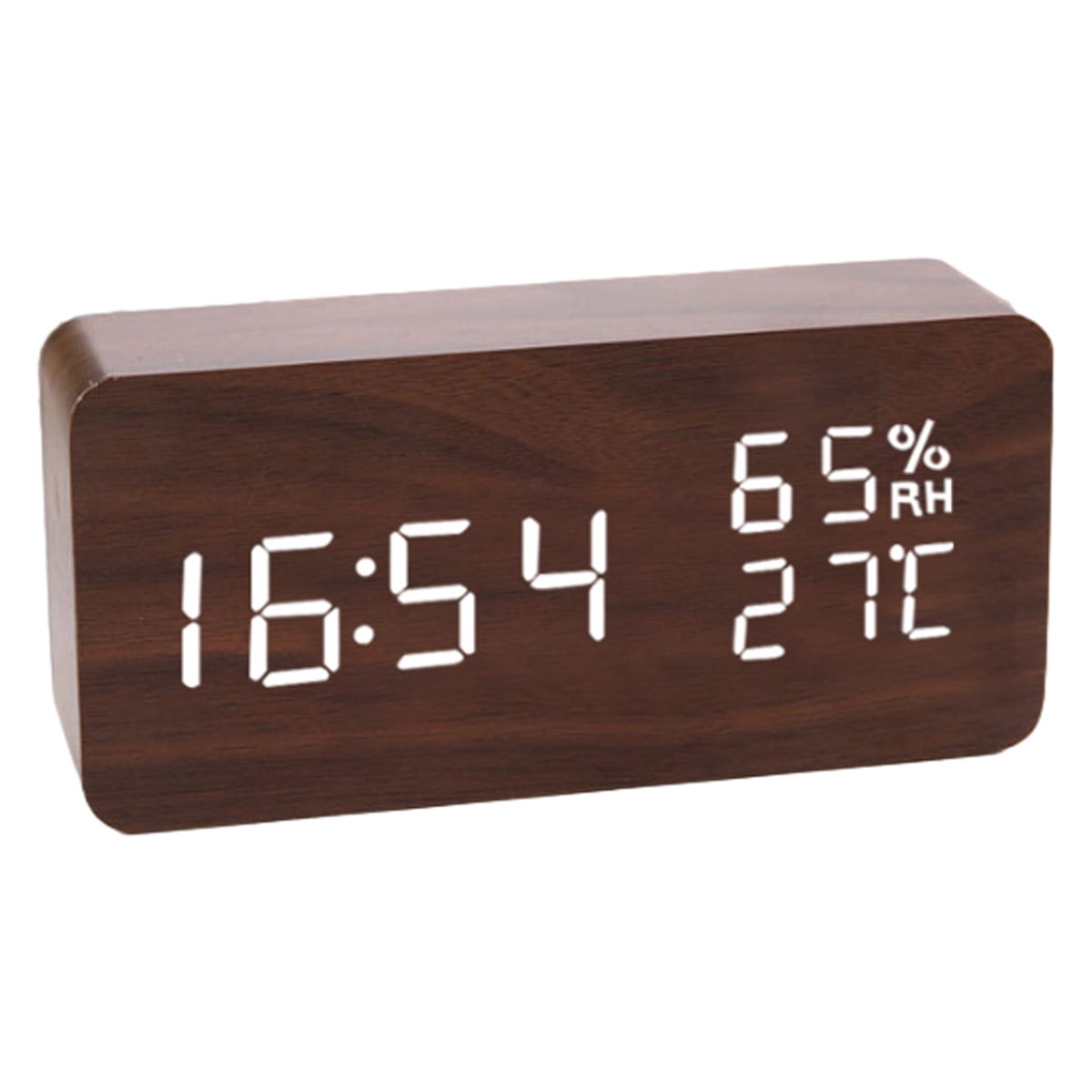 NeveLance LED Desktop Time, Temp & Humidity Display Wooden Digital ...