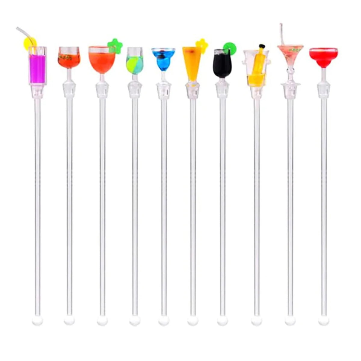NeveLance Long Handle Stirrer for Bar Drinks, Set of 10 Cup-Shaped ...