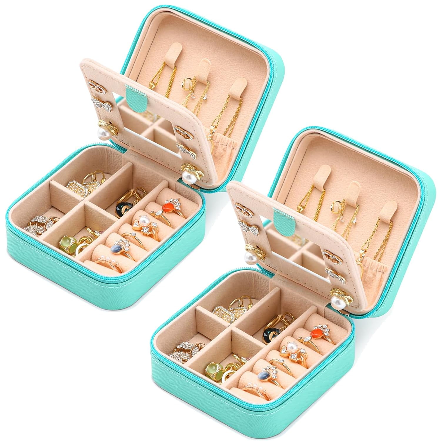 Neveika Jewelry Box with Mirror,Small Jewelry Organizer Box，Travel ...