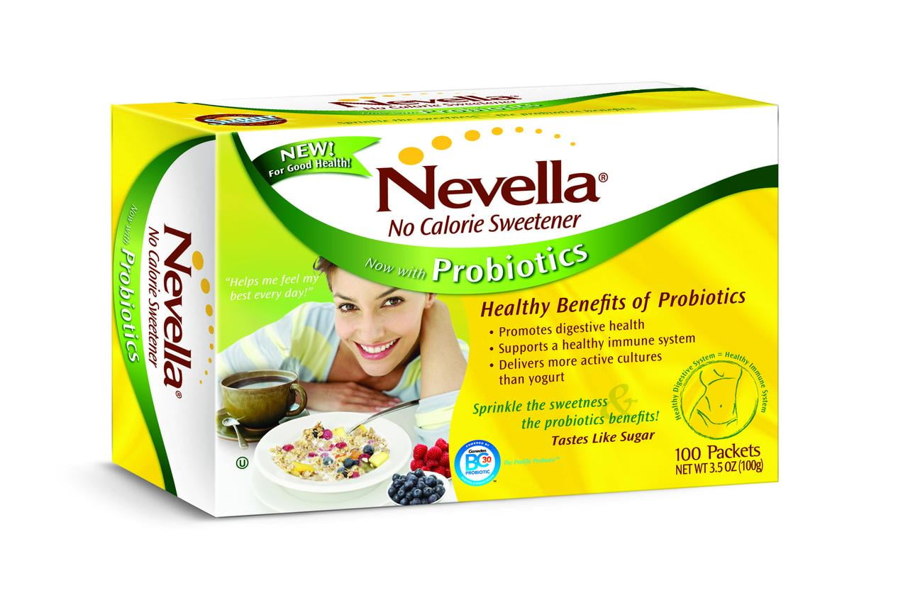 Nevella Zero Calorie Sweetner with Probiotic, 3.5oz, 100 Count Packet ...