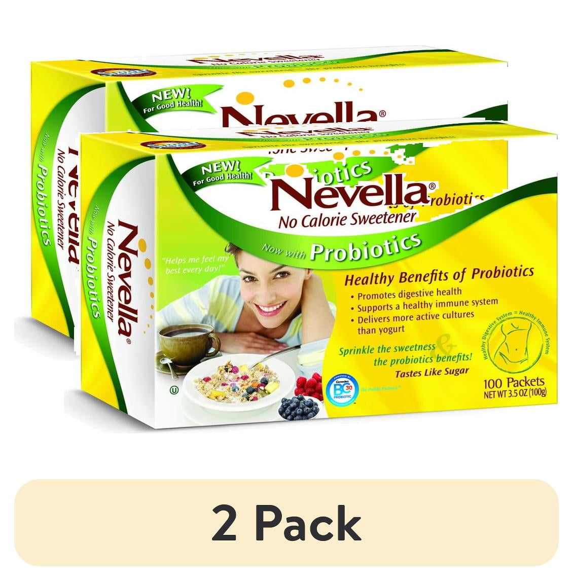 (2 pack) Nevella Zero Calorie Sweetner with Probiotic, 3.5oz, 100 Count ...