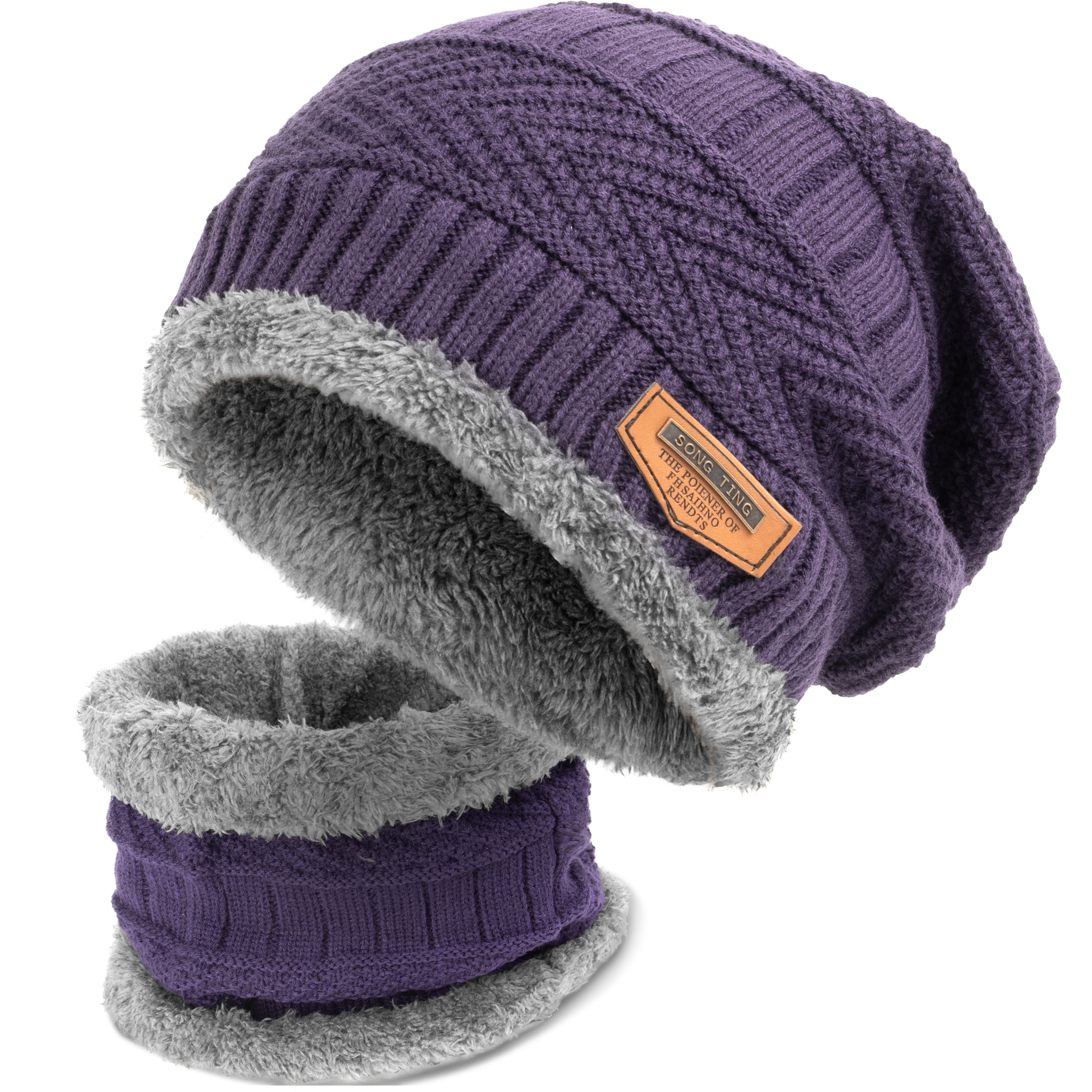 Nevend Winter Beanie & Scarf Set - Warm, Thick Fleece-Lined, Fashion ...