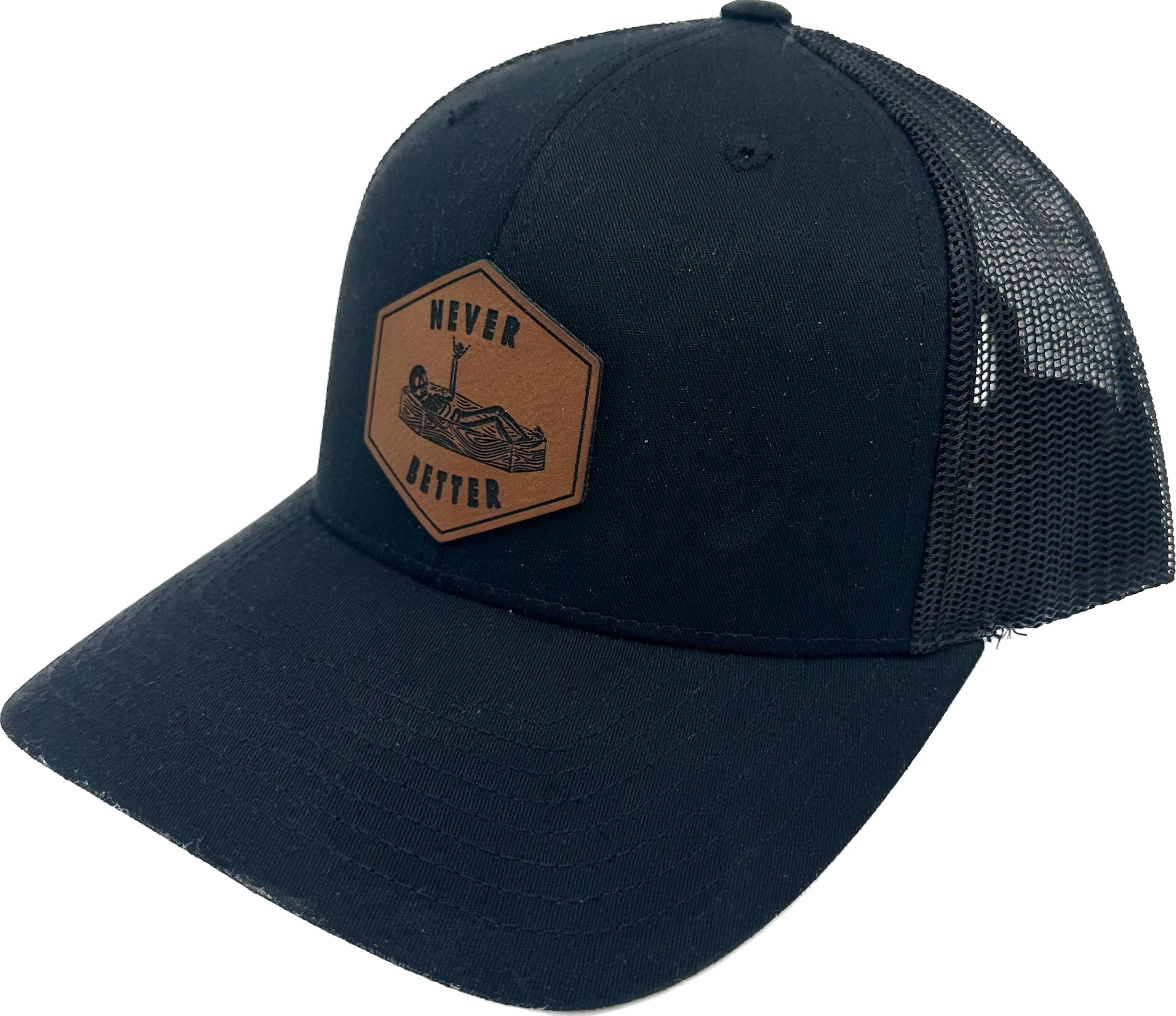 Never Better Skeleton Coffin Shaka Hat Mesh Trucker Snapback Hat ...