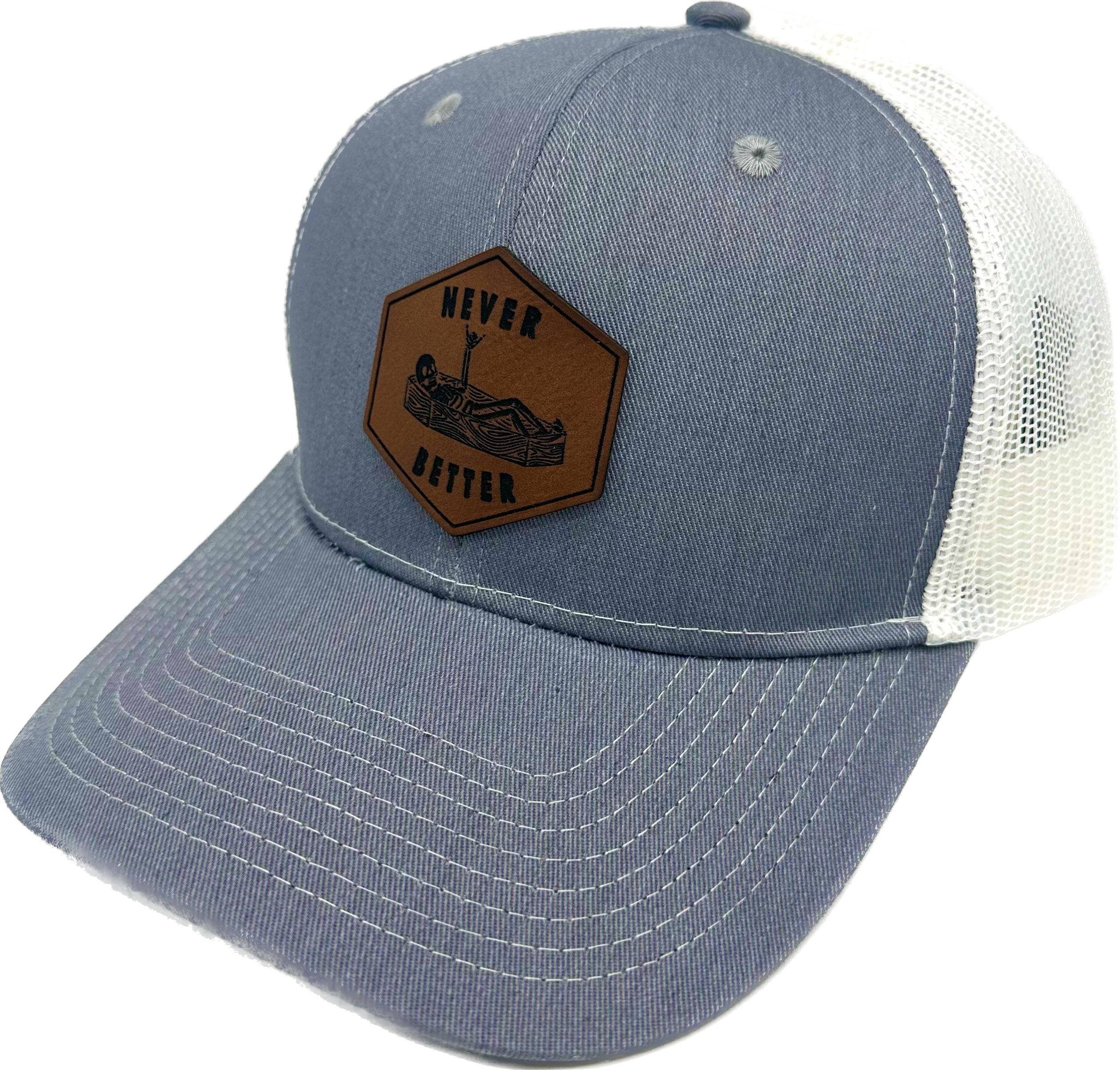 Never Better Skeleton Coffin Shaka Hat Mesh Trucker Snapback Hat ...