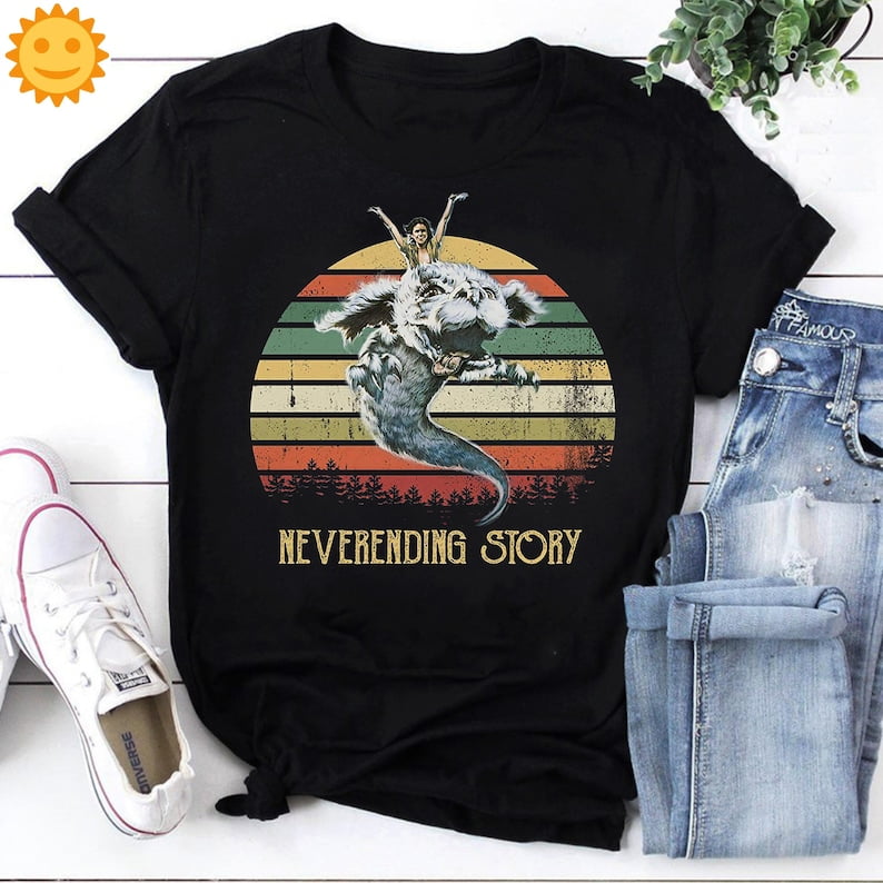 Never Ending Story Fan Vintage T-Shirt, 80s Fantasy Adventure Movie Tee ...