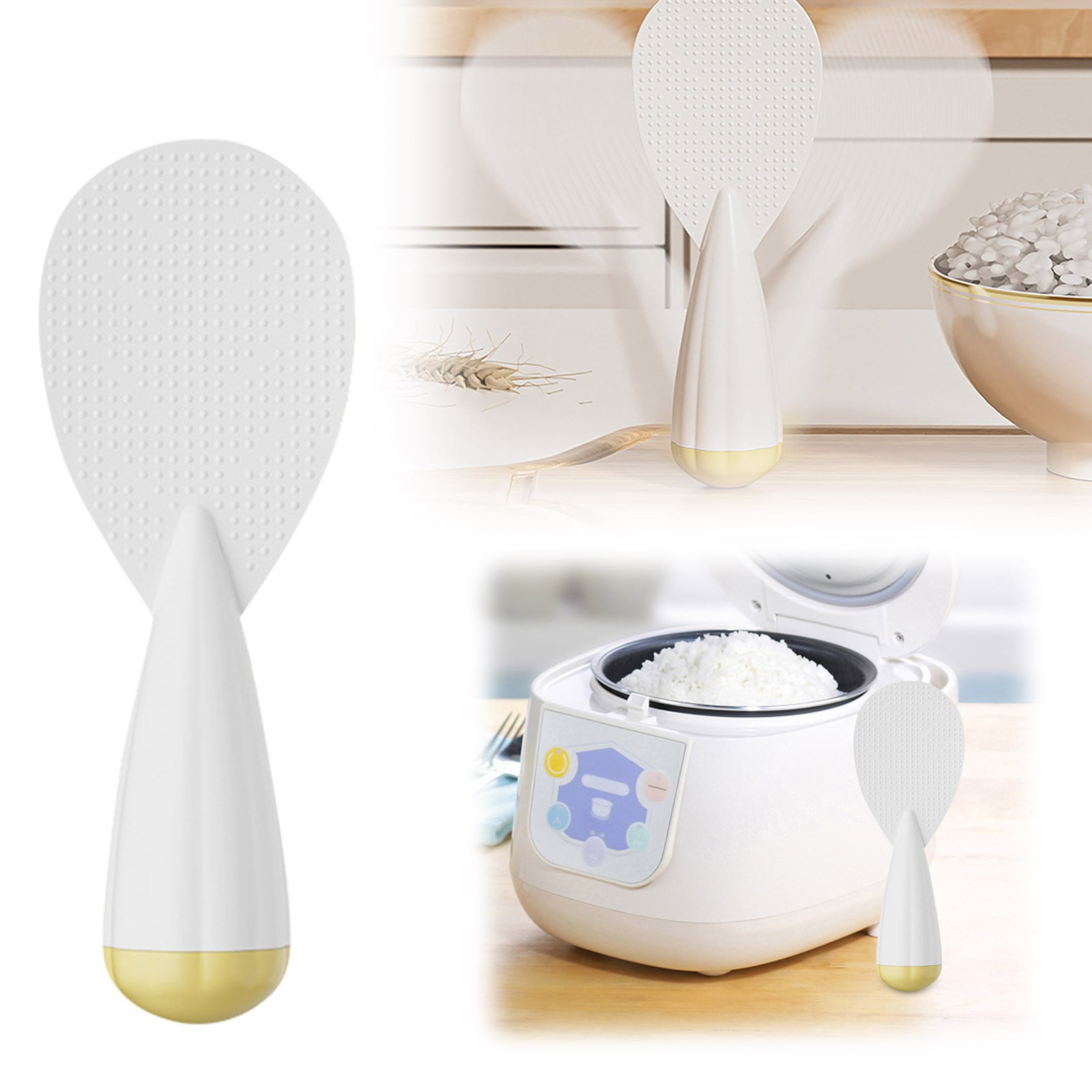 Never Fall White Standing Rice Spoon with Hygienic Self Standing ...