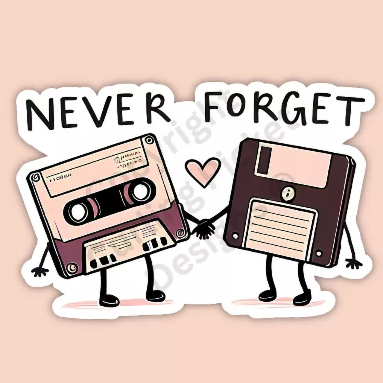 Never Forget Cassette Tape And Floppy Disk Nostalgia Sticker Phone ...