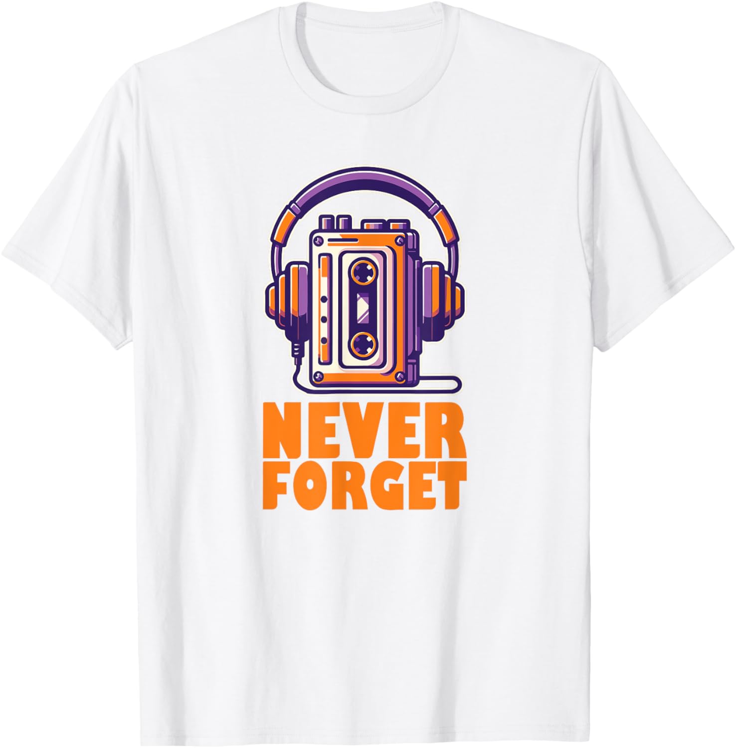 Never Forget Classic 80s 90s Walkman Cassette Mixtape Player T-Shirt ...