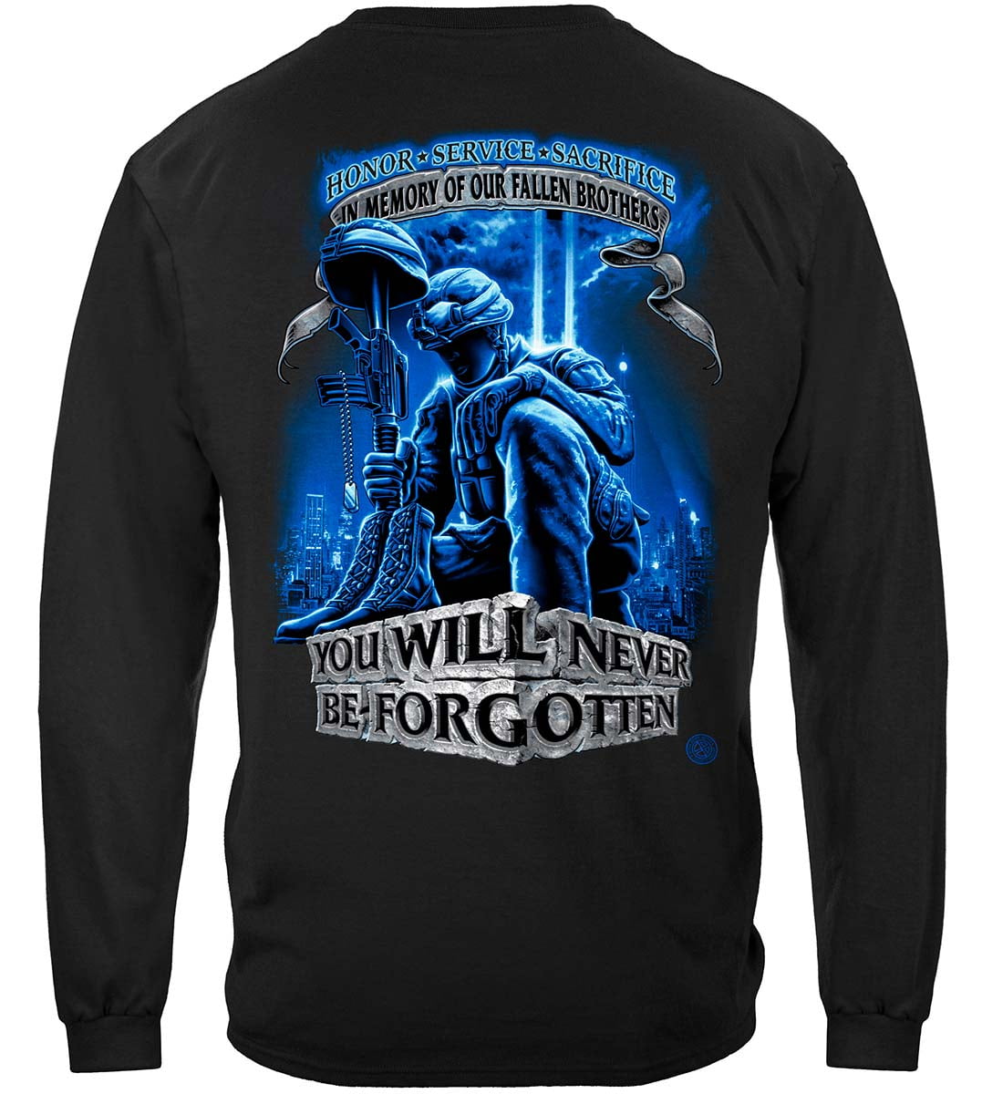 Never Forget Fallen Soldier Military 100% Cotton Black Long Sleeves T ...