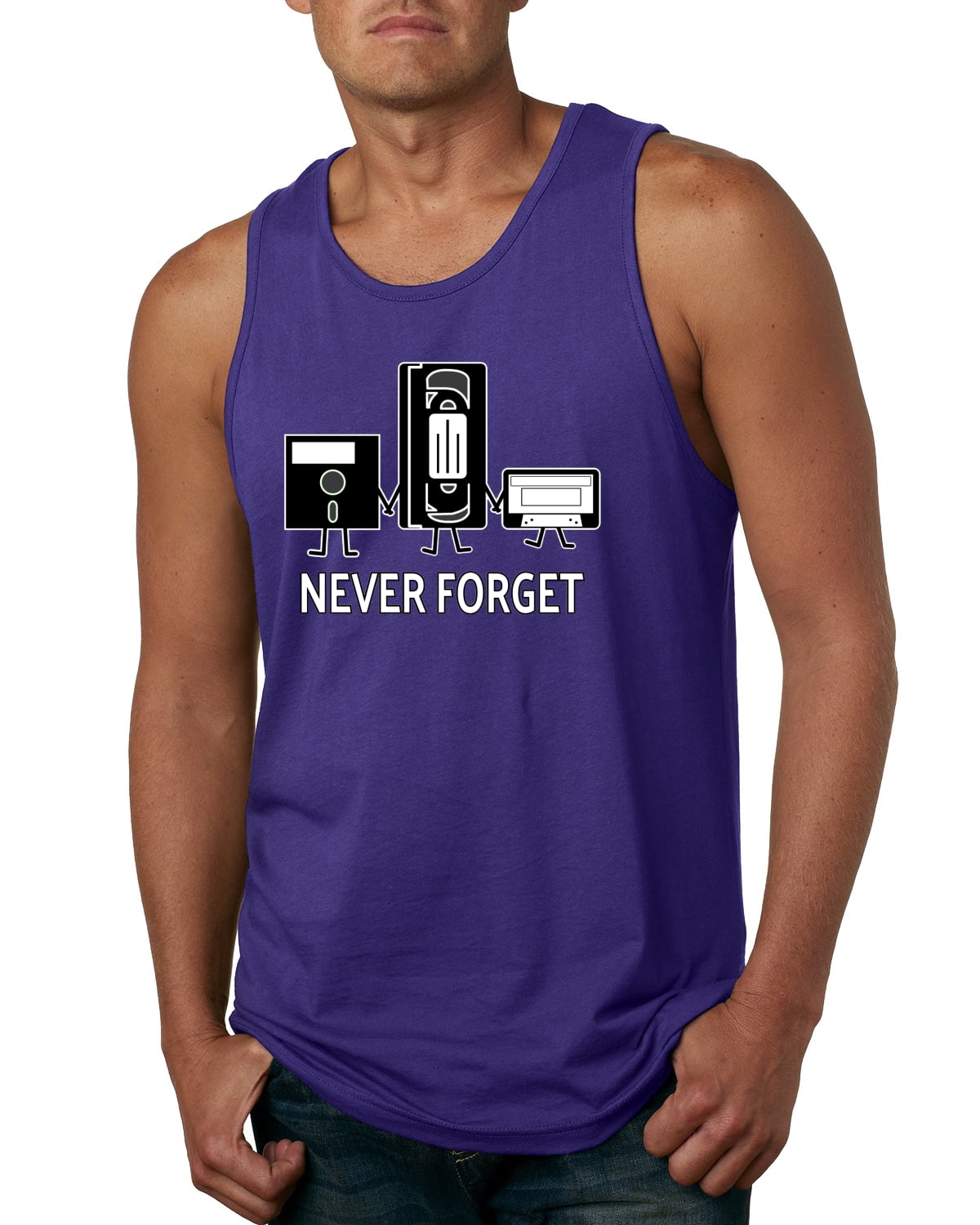 Never Forget Floppy Disk VHS Cassette Tape Humor Mens Graphic Tank Top ...