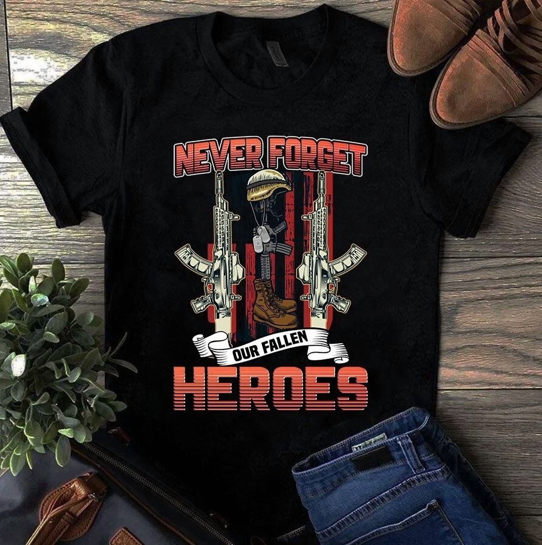 Never Forget Our Fallen Heroes Veteran Fan Royal Blue/ Black... Tshirt ...