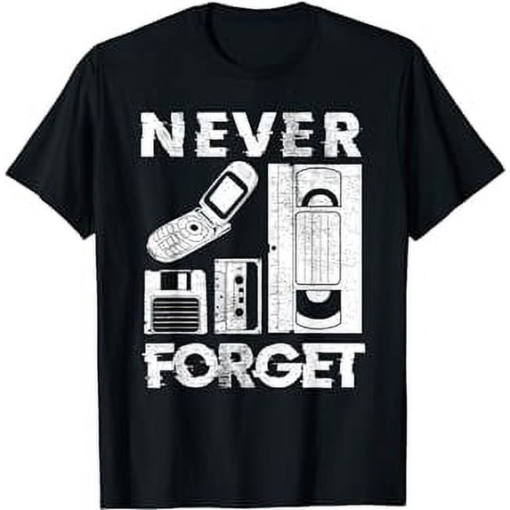 Never Forget The 90's Floppy Disk Flip Phones VHS Cassette T-Shirt ...