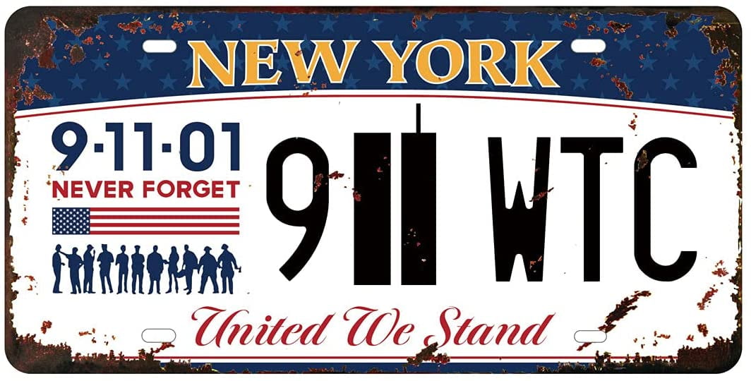 Never Forget Twin Towers 911 Memorial License Plate, Embossed Replica ...