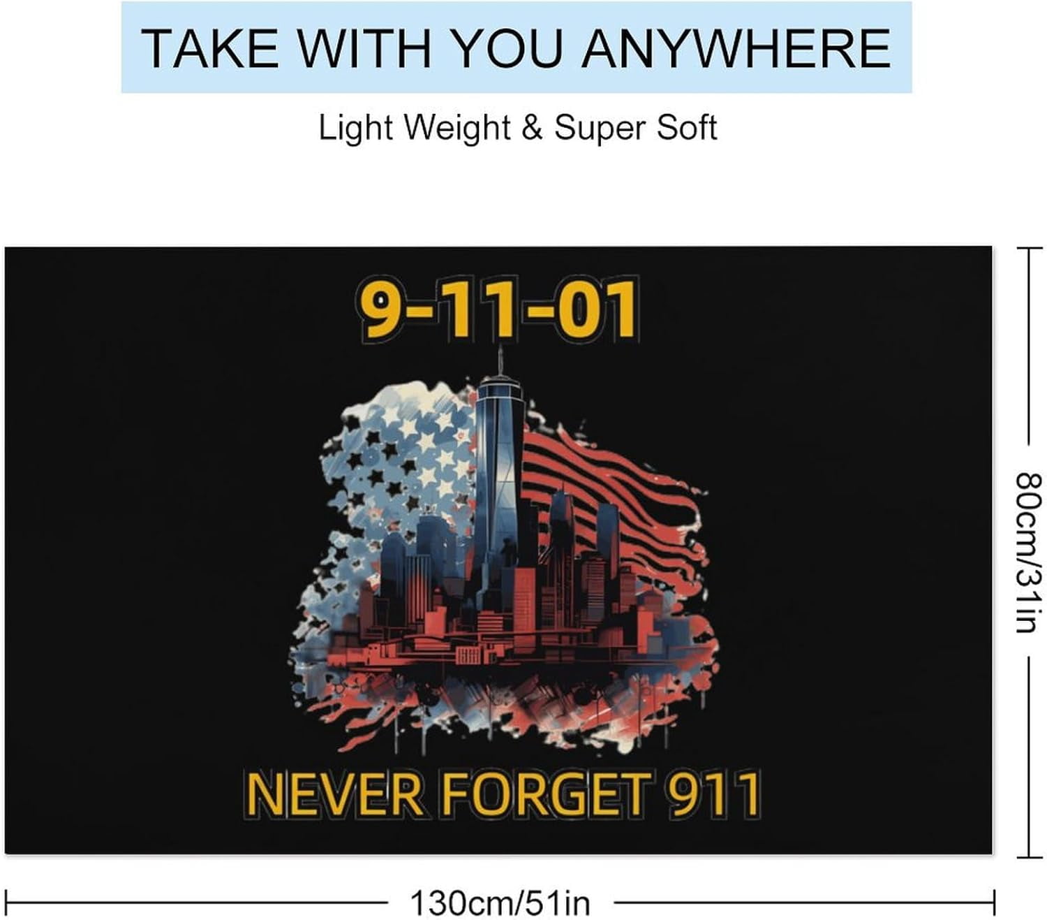 Never Forget Twin Towers 911 Printed Beach Towel Oversized Lightweight ...