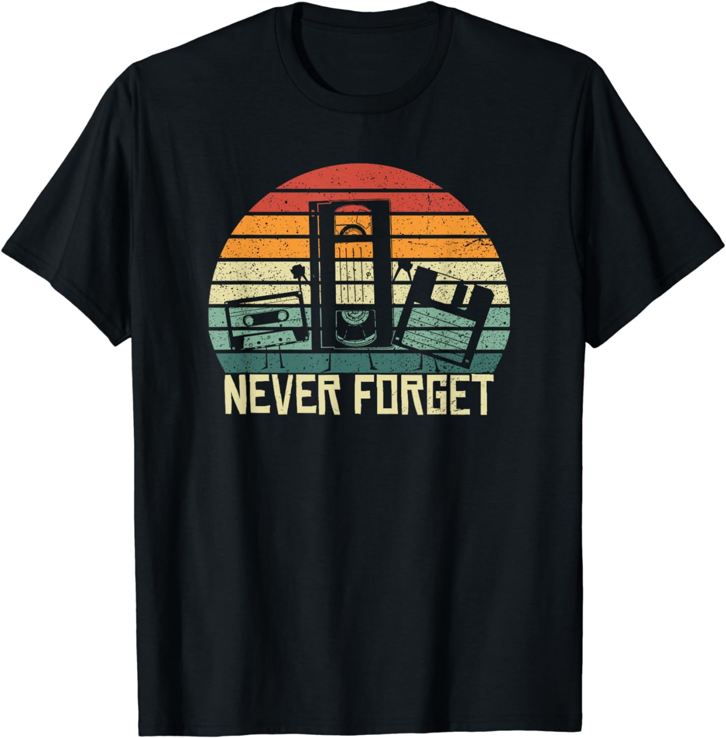 Never Forget Vintage Cassette Floppy Disk VHS Tape retro T-Shirt ...