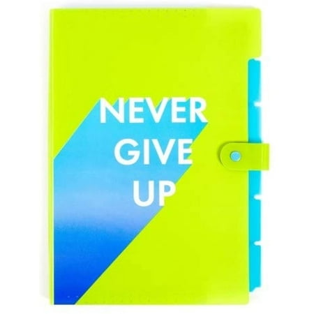 Never GIVE UP Poly Open Top Expandable Blue and Green 5 Pocket Folder ...