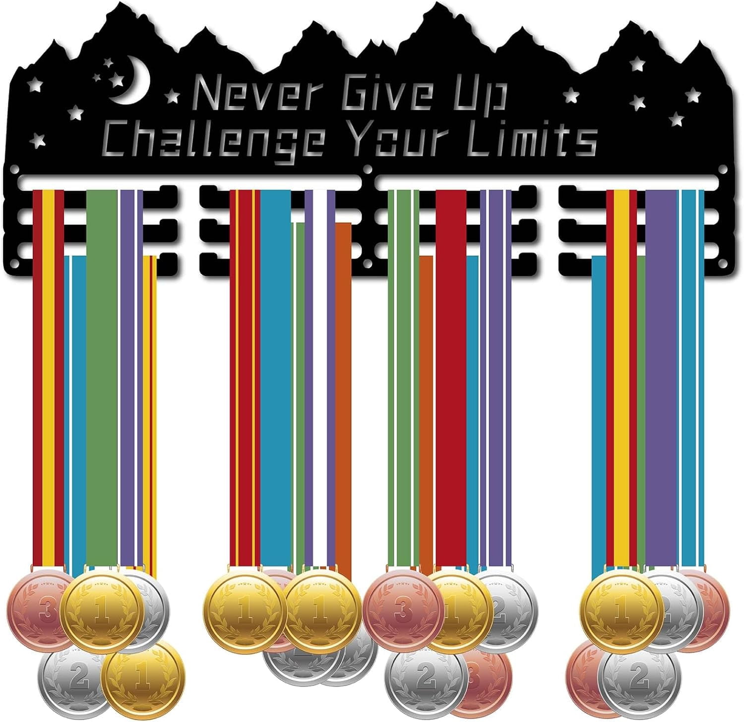Never Give Up Medal Hanger Display Medal Holder Rack Sports Metal ...