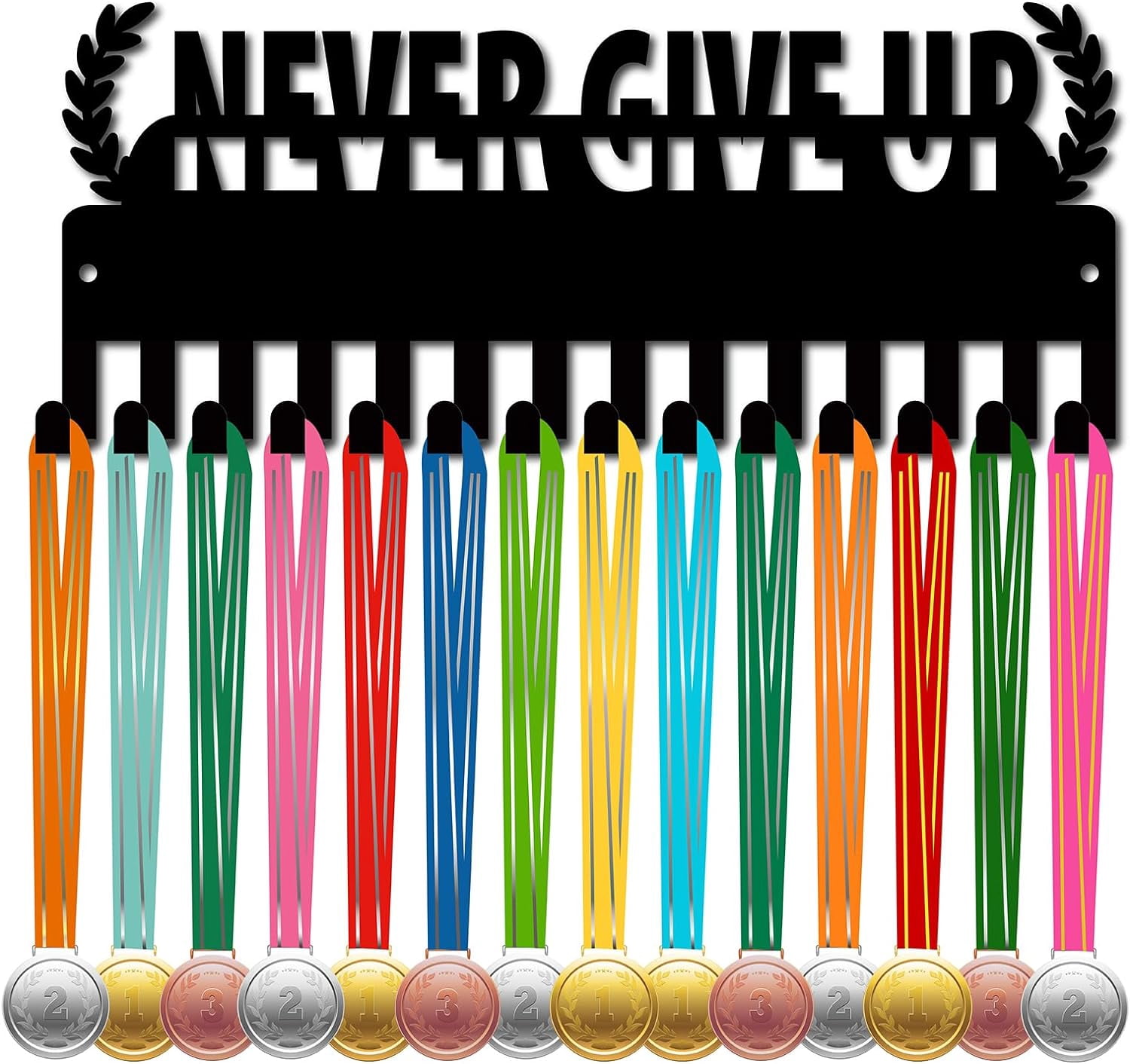 Never Give Up Medal Medal Holder Medal Hanger Display Rack Sports Metal ...