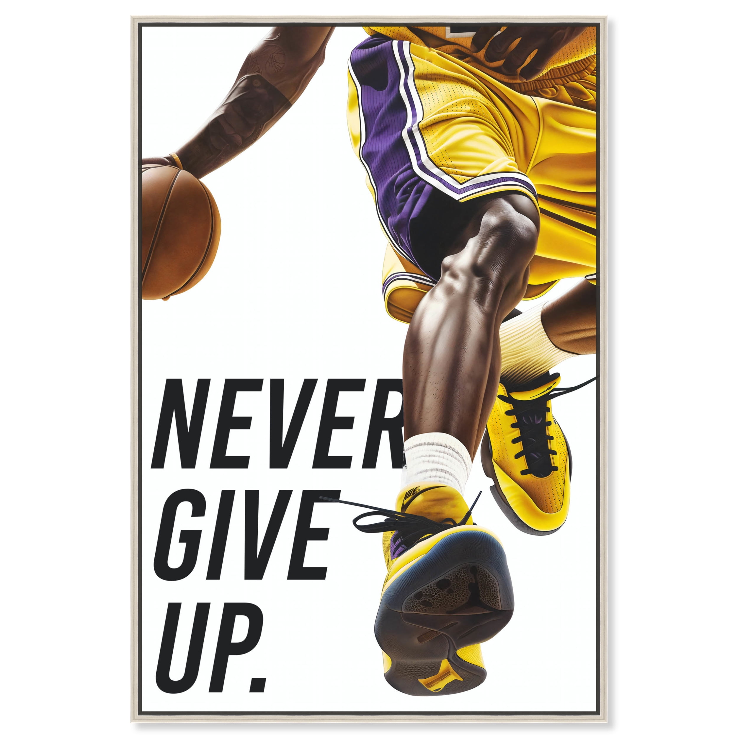 Never Give Up Athlete Motivational Quotes Man Cave Canvas Wall Art by ...