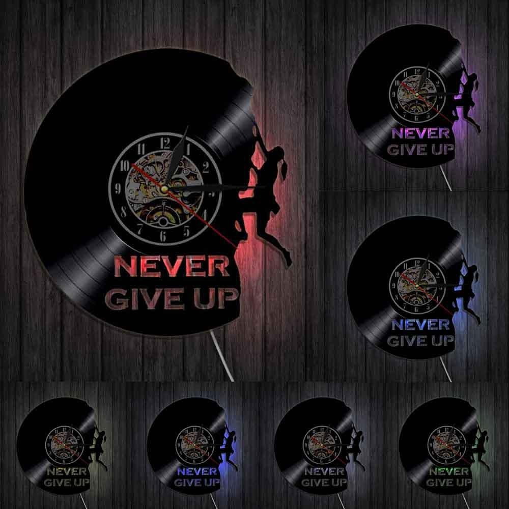 Never Give Up Extreme Sports Mountain Climbing Vinyl Record Clock ...